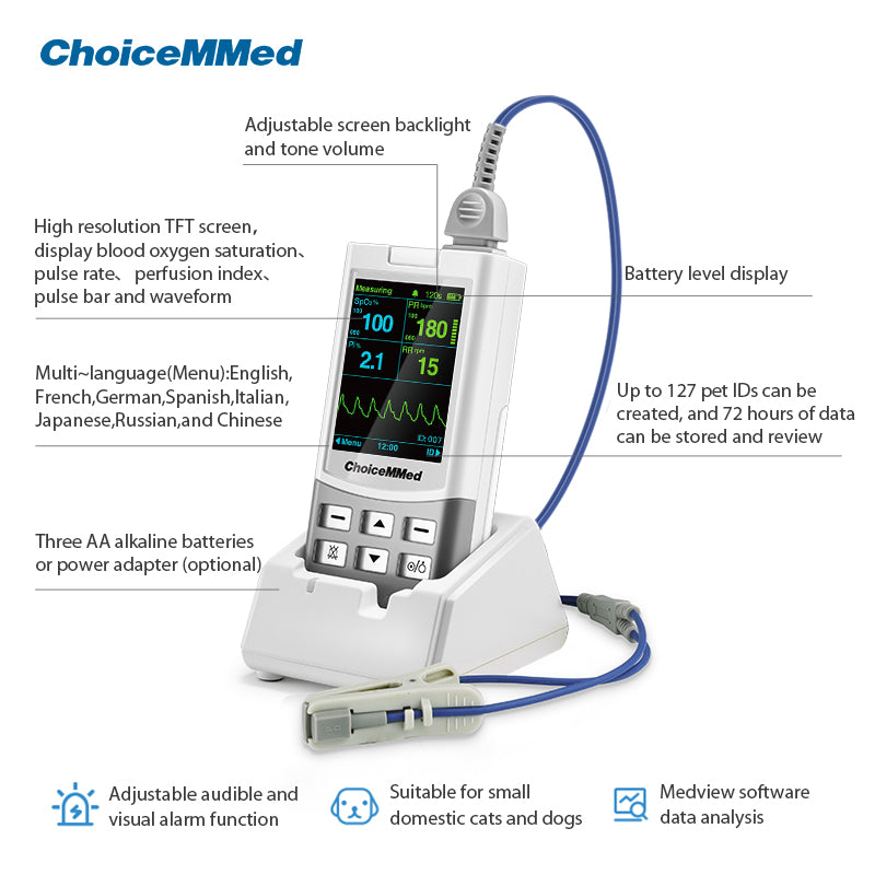 ChoiceMMed Veterinary Monitor Portable Handheld Rechargeable Medical P