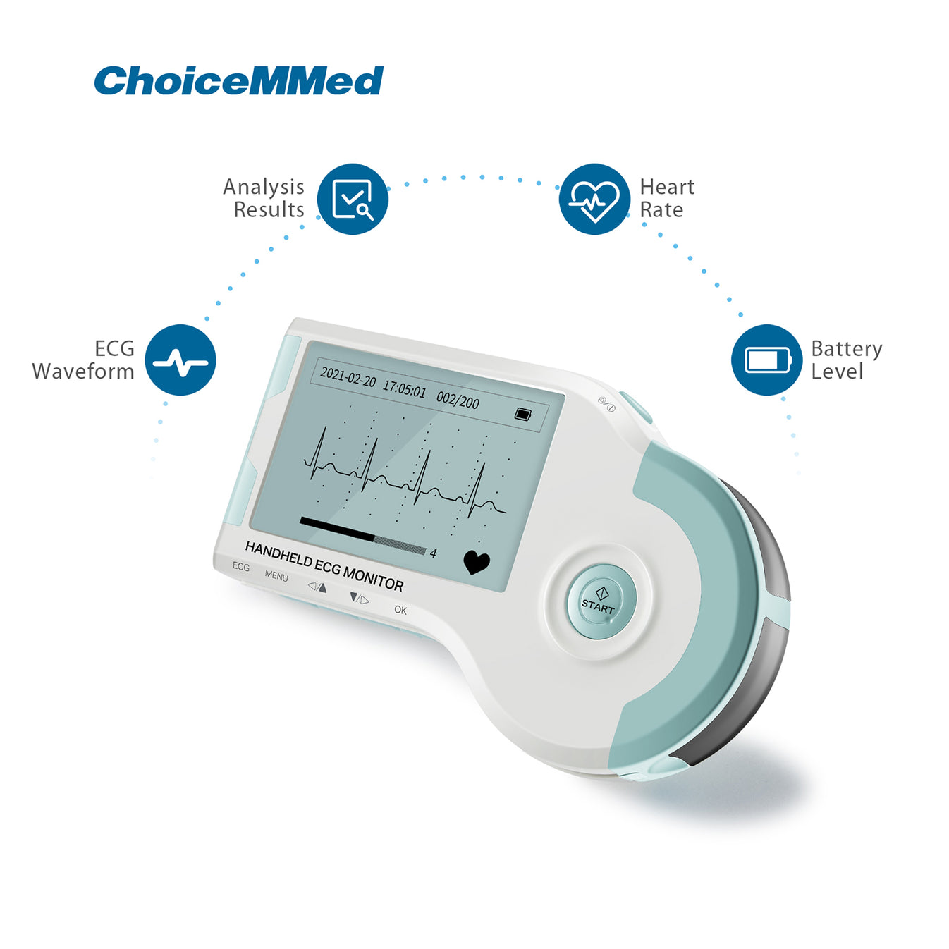 ChoiceMMed MD100B Portable ECG Machine ECG Monitor Handheld Heart Rate